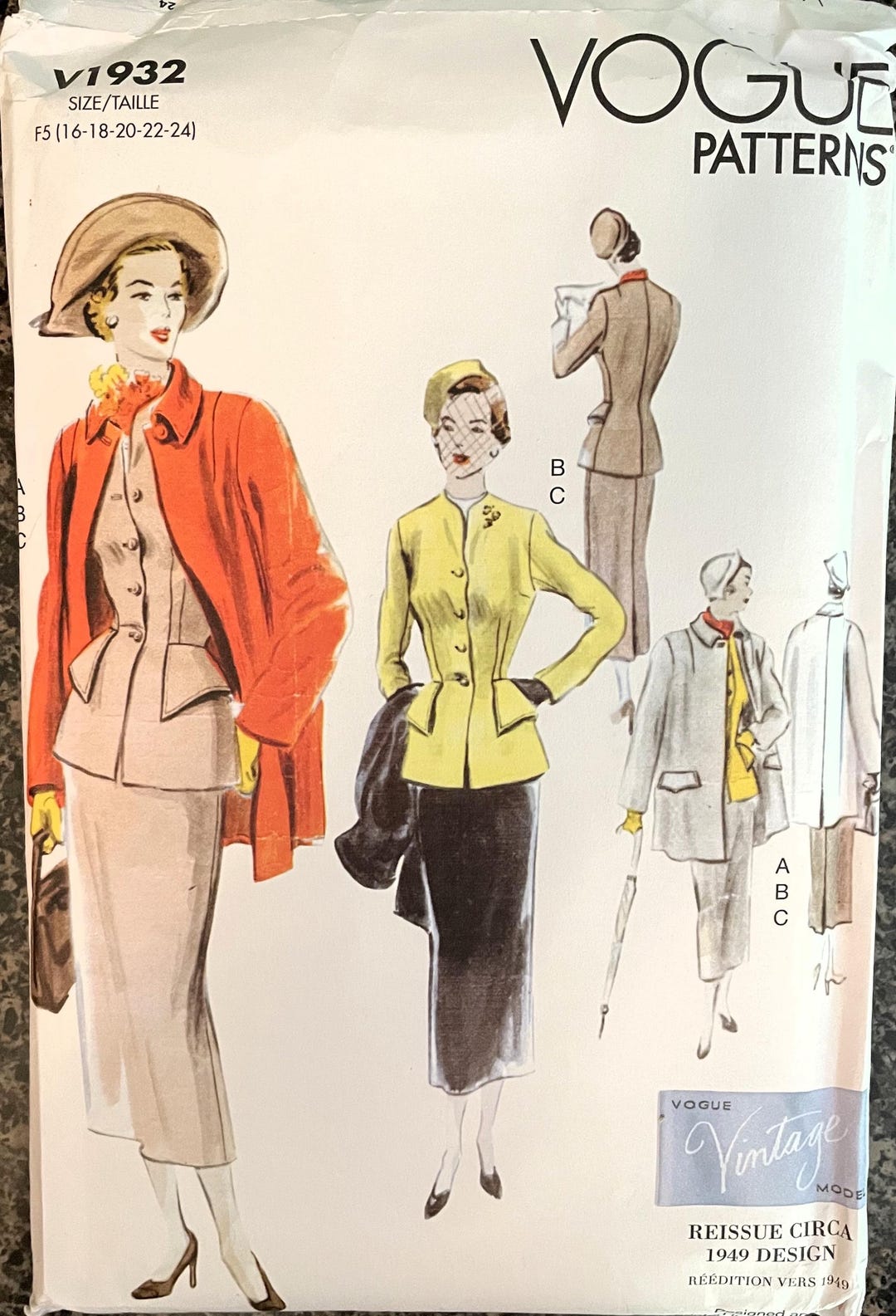 Vogue V1931/1931 Reissue Vintage 1950s Ballgown Wedding Dress Sewing ...