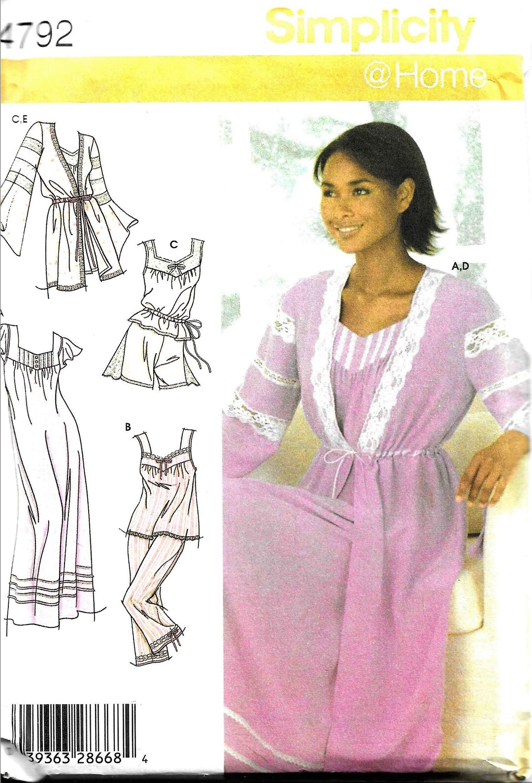 Simplicity 4793 Misses Nightgown, Pajamas and Robe Sewing Pattern UNCUT ...