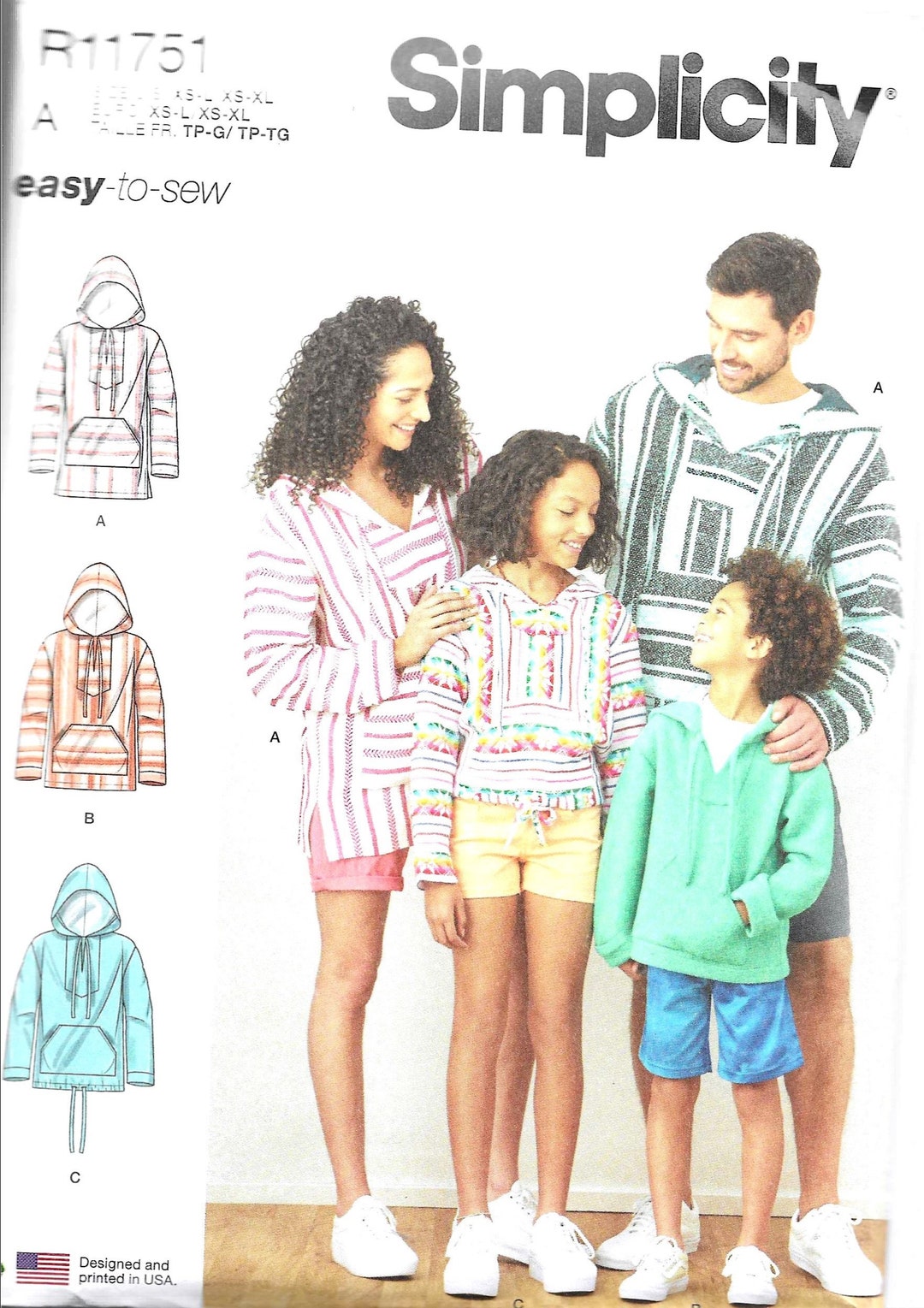 Simplicity R11751 Children/teen/adults Hoodie Sewing Pattern Size Xs, S ...