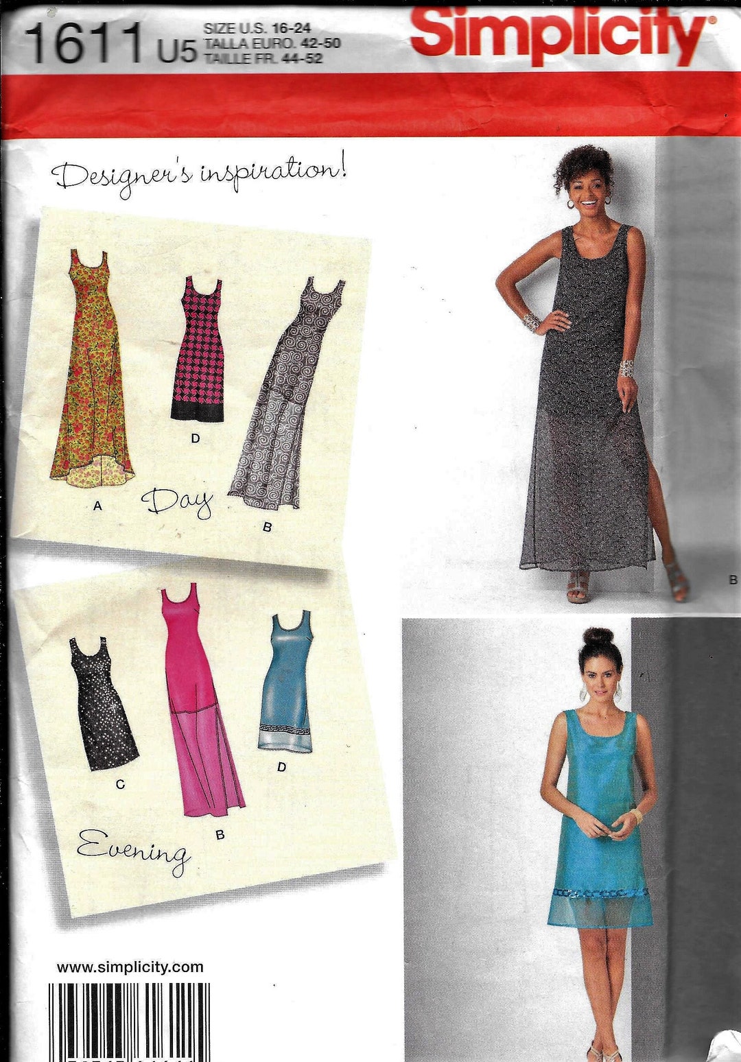 Simplicity 1611 Designer's Inspiration Day or Evening DRESS Sewing ...