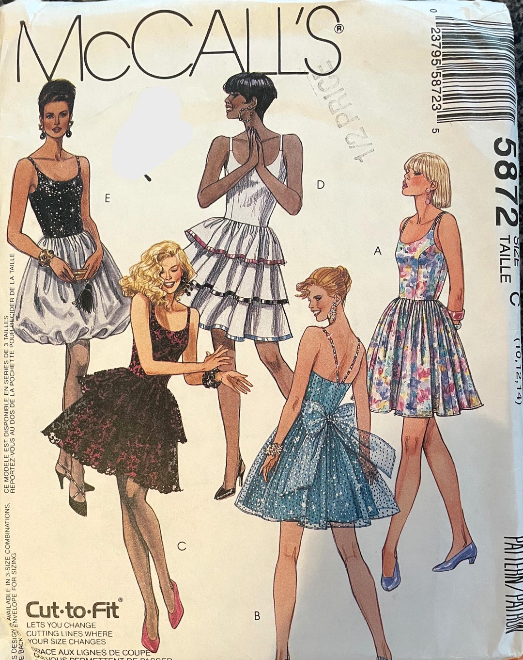Vintage 90s Evening Dress Sewing Pattern Mccall's 5872 UNCUT (sizes 10 ...