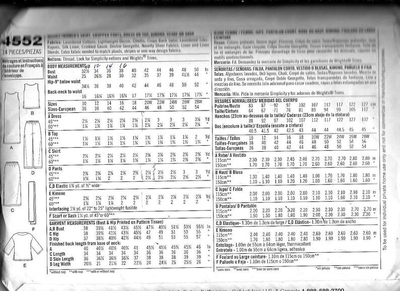 Simplicity 4552 Tank Top Dress Kimono Jacket Cropped Pants | Etsy