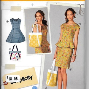 Simplicity Pattern 1666 LISETTE Dress, Top W/peplum, Pencil Skirt & Bag Sewing UNCUT Plus Size ...