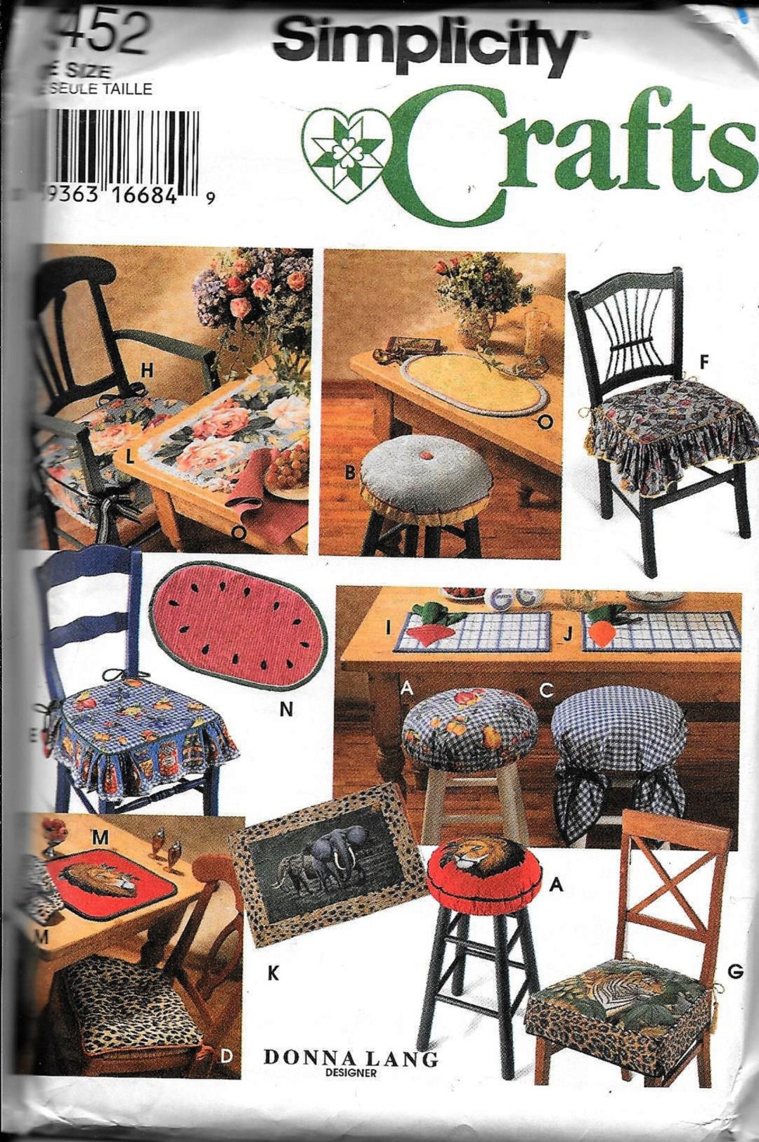 Simplicity 9452 Kitchen Table Chair Pads Place Mats Sewing Pattern ...