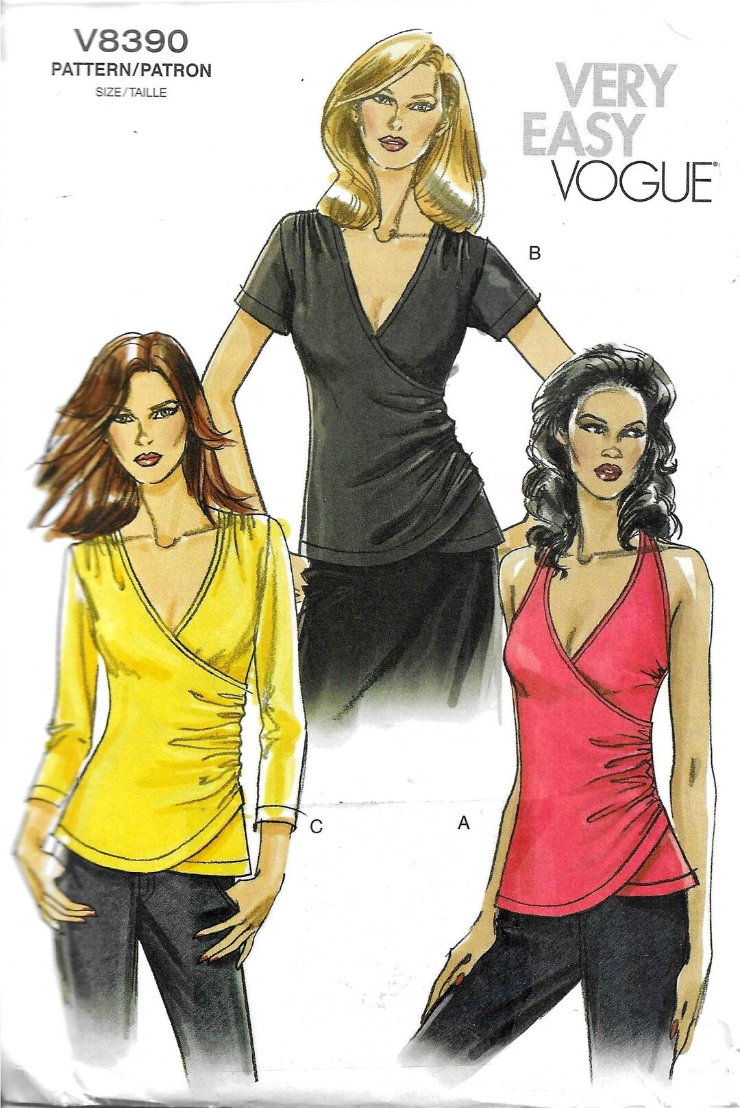 Vogue V8390 Easy Wrap Top Sewing Pattern UNCUT Size 6, 8, 10, 12 - Etsy
