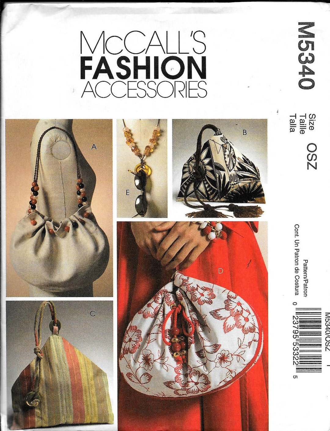 Mccall's M5340 Sewing Pattern Womens Handbags, Purses, Bags, Tote and ...