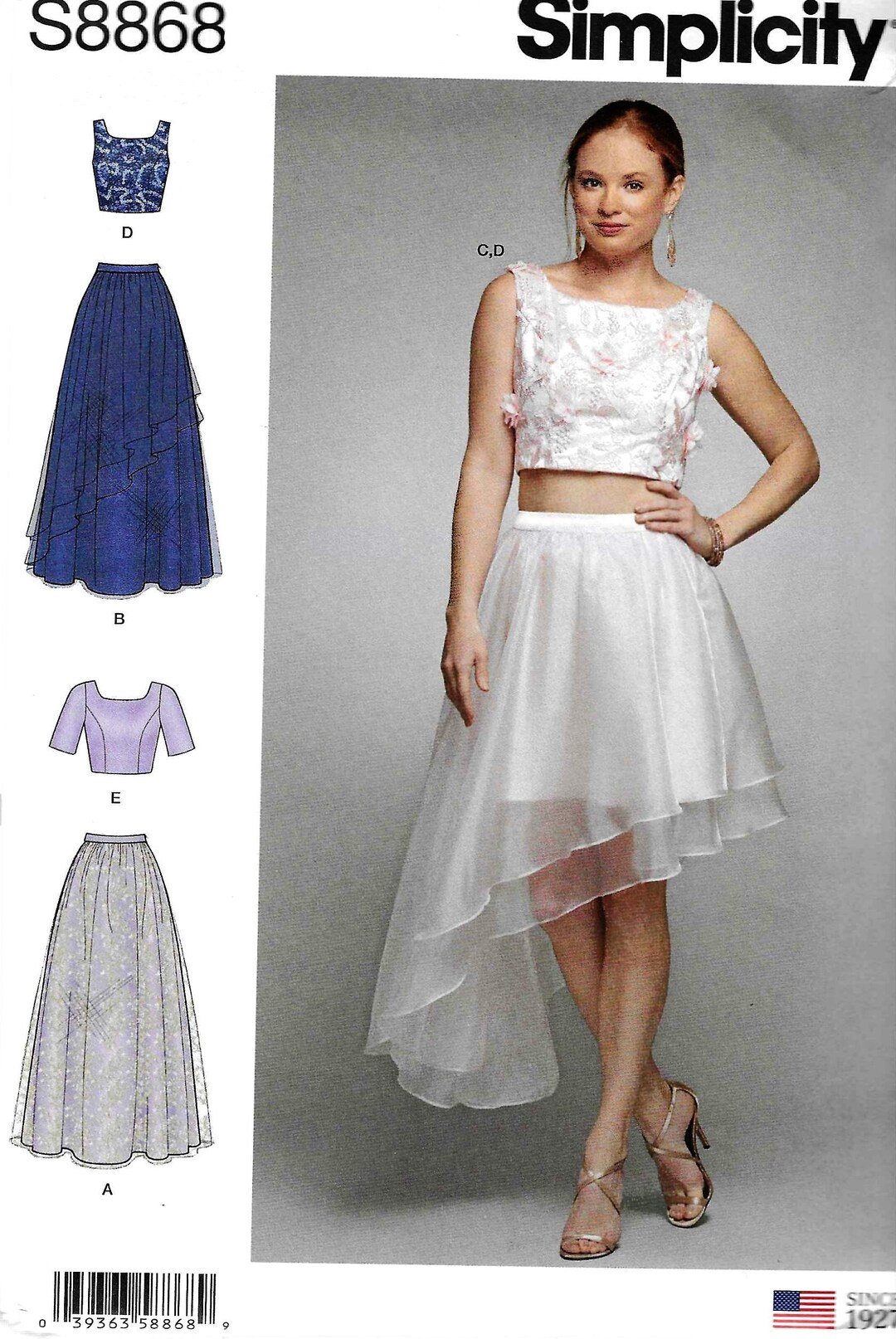 Simplicity S8868 Skirt and Top Sewing Pattern 8868 UNCUT Size 4, 6, 8 ...