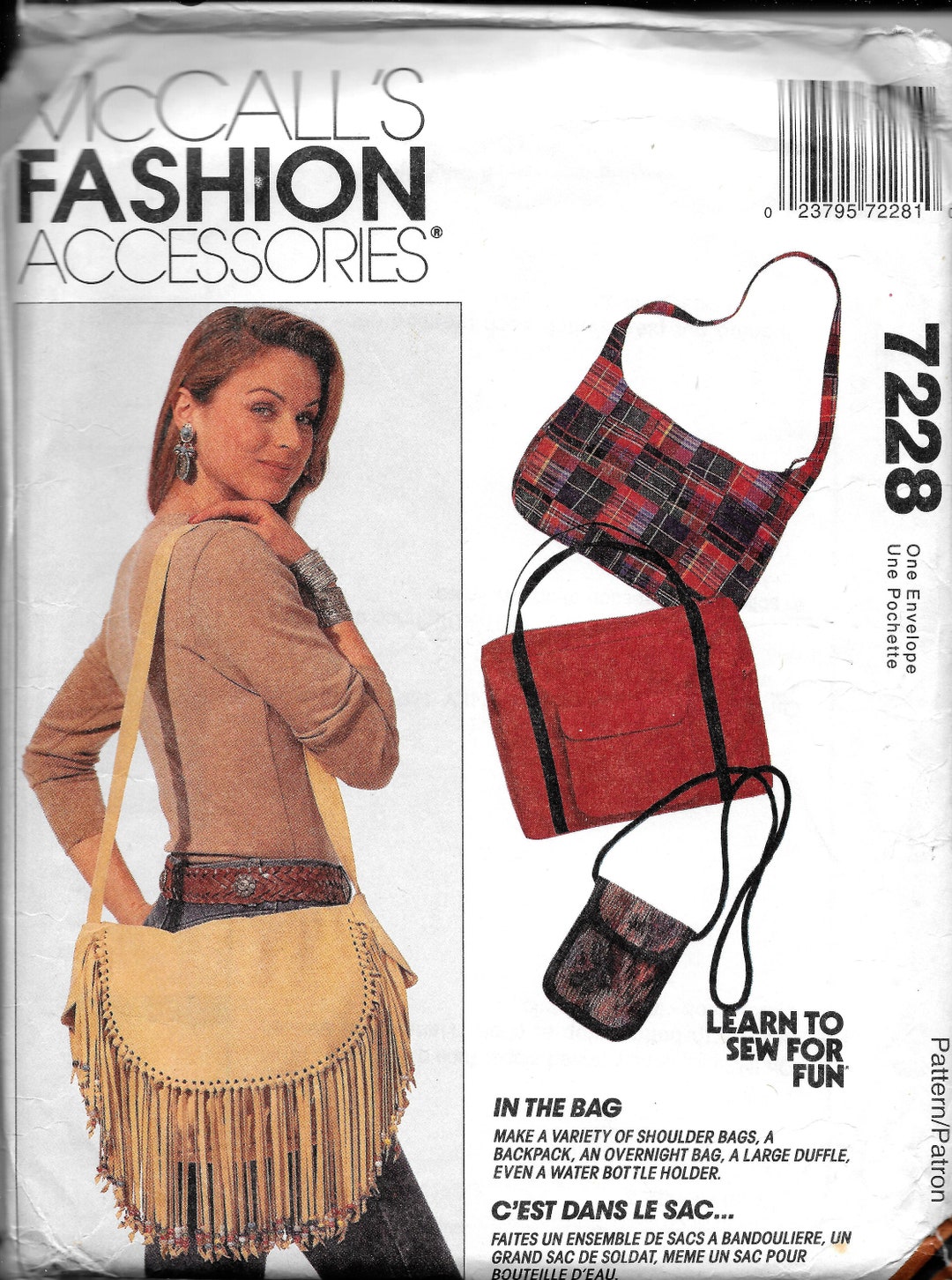 Mccall's 7228 Purses Shoulder Backpack Overnight Duffle Bags Sewing ...
