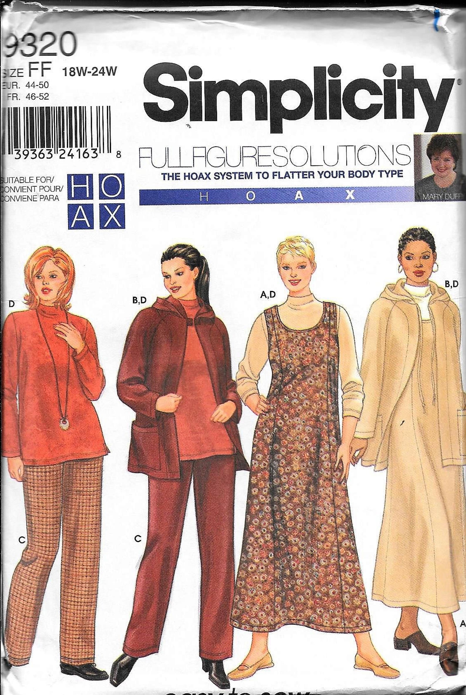 Simplicity 9320 HOAX Full Figure Jumper Dress Jacket Coat - Etsy