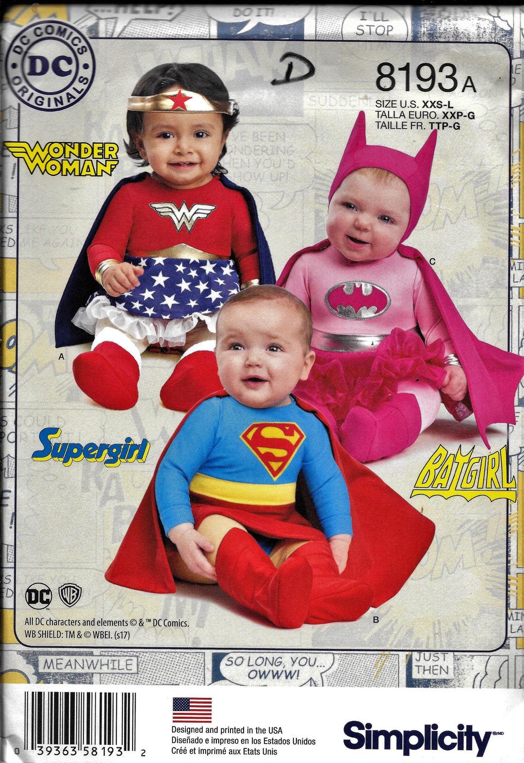 Simplicity 8193/W0132 DC Comics Children's Super Hero Costume Sewing ...