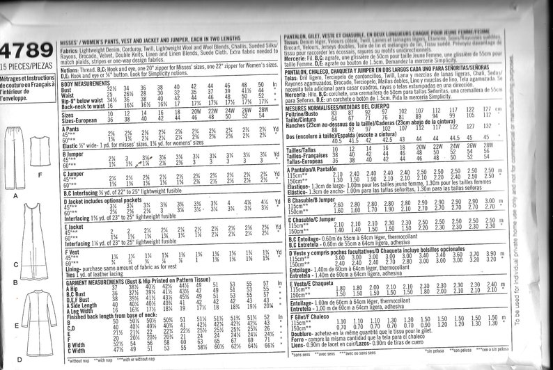 Simplicity 4789 Easy to Sew Wardrobe Elements Pants Vest - Etsy