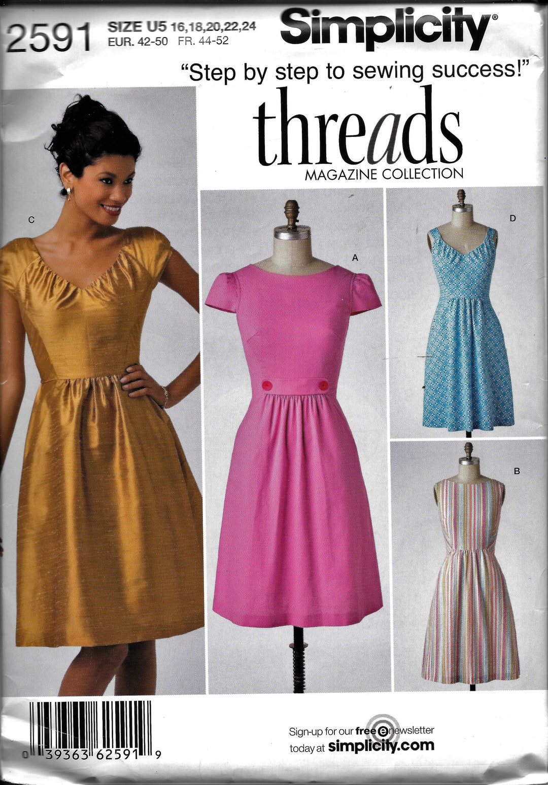 Simplicity 2591 Threads Collection Misses' Dress Sewing Pattern UNCUT ...