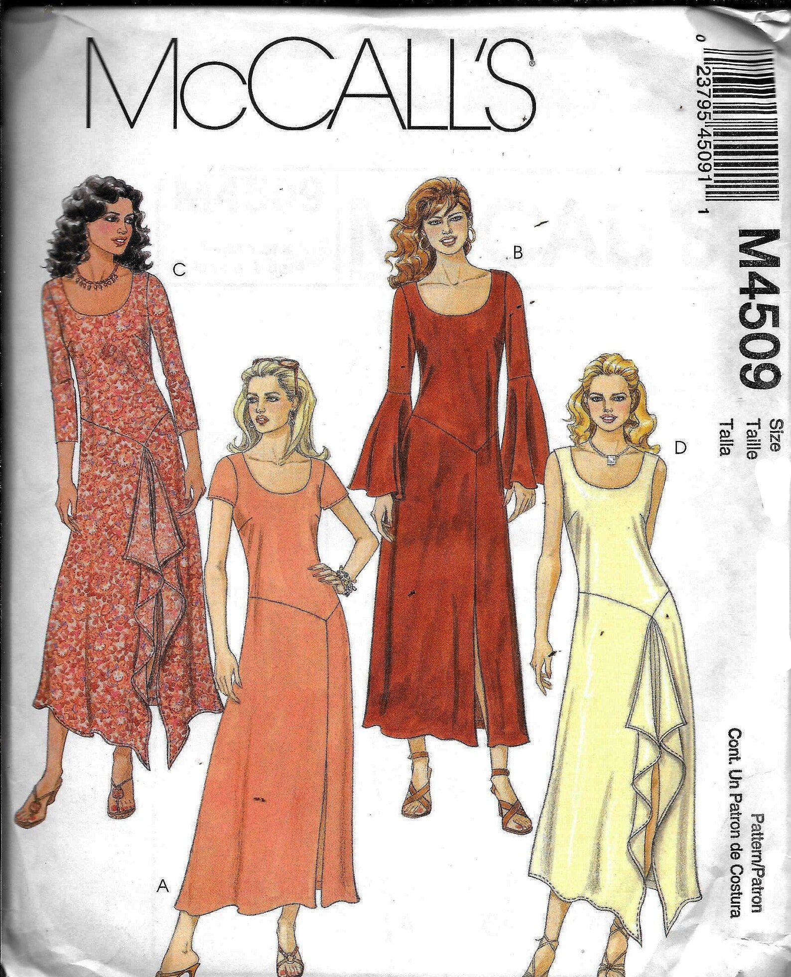 McCall's M4509 Dress Fitted Ankle Length Scoop Neck Sewing | Etsy