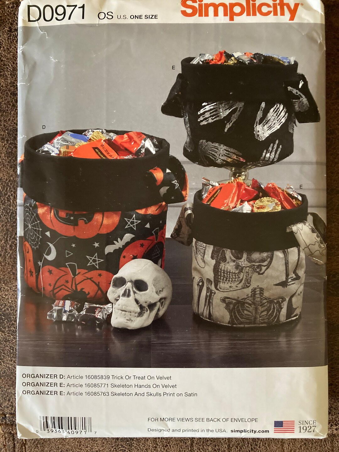 Simplicity D0971 Halloween Organizers Sewing Pattern UNCUT Trick or ...