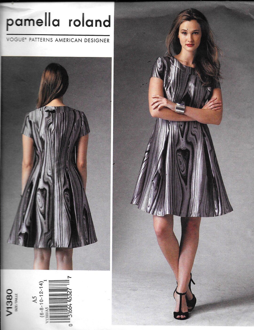 Vogue V1380 Designer Pamella Roland Fitted Flared DRESS Sewing Pattern ...