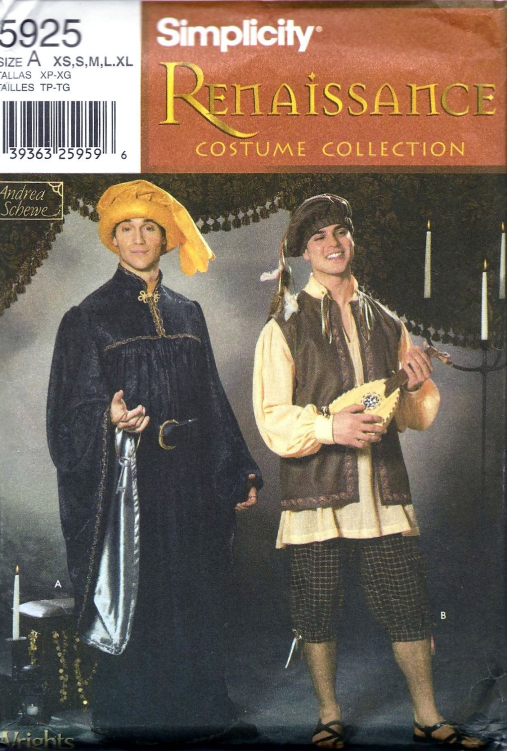Simplicity 5925 Mens Teen's Renaissance Medieval Minstrel Herald ...
