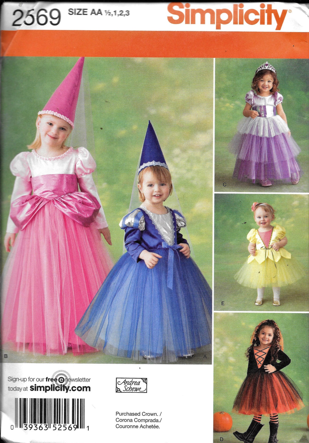 Simplicity 2569 Infant Toddler Child Princess Witch Halloween Costume ...