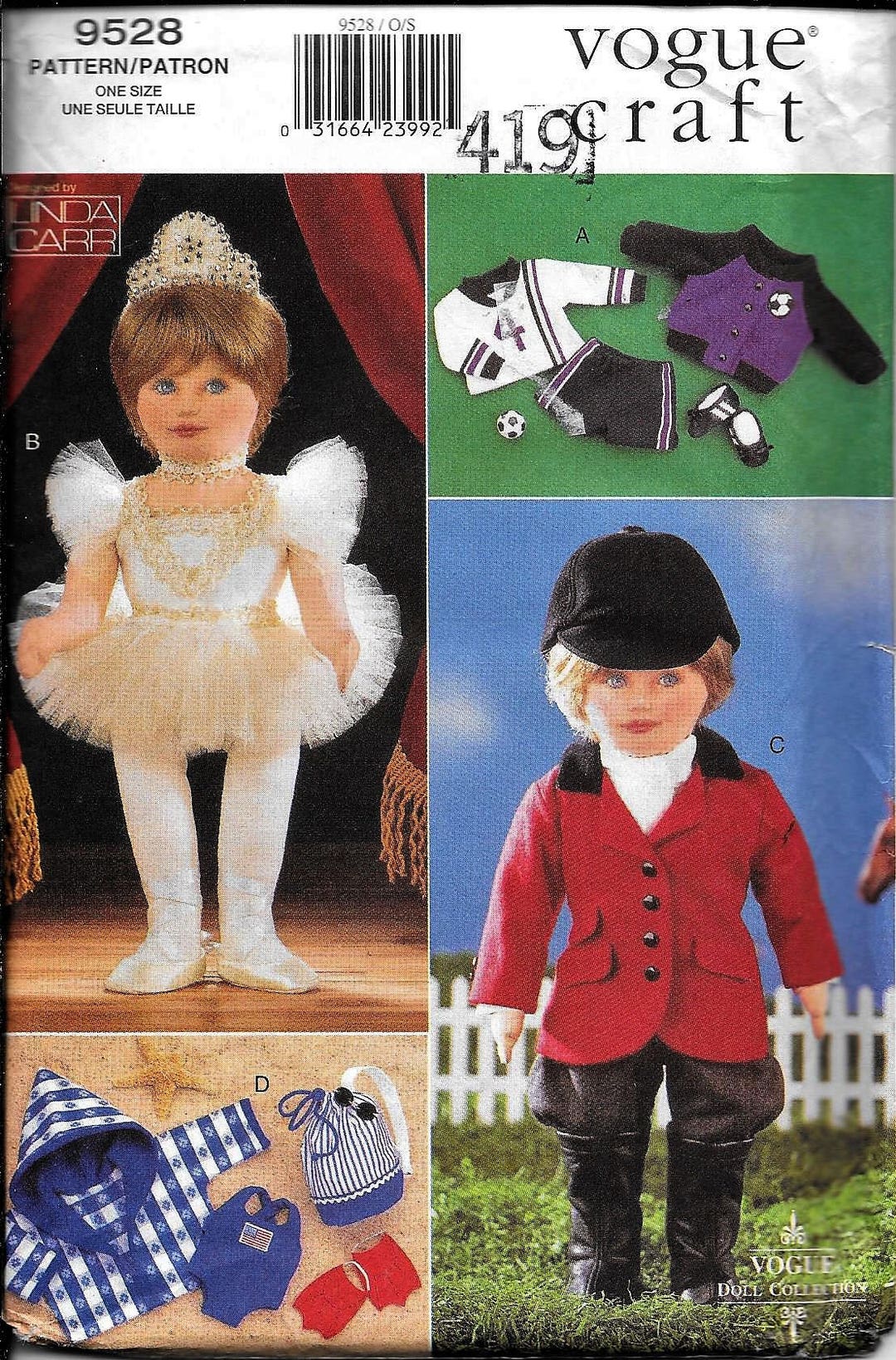 Vogue 9528 Clothes for 18" Dolls 1996 Ballet Soccer Horseback Riding ...