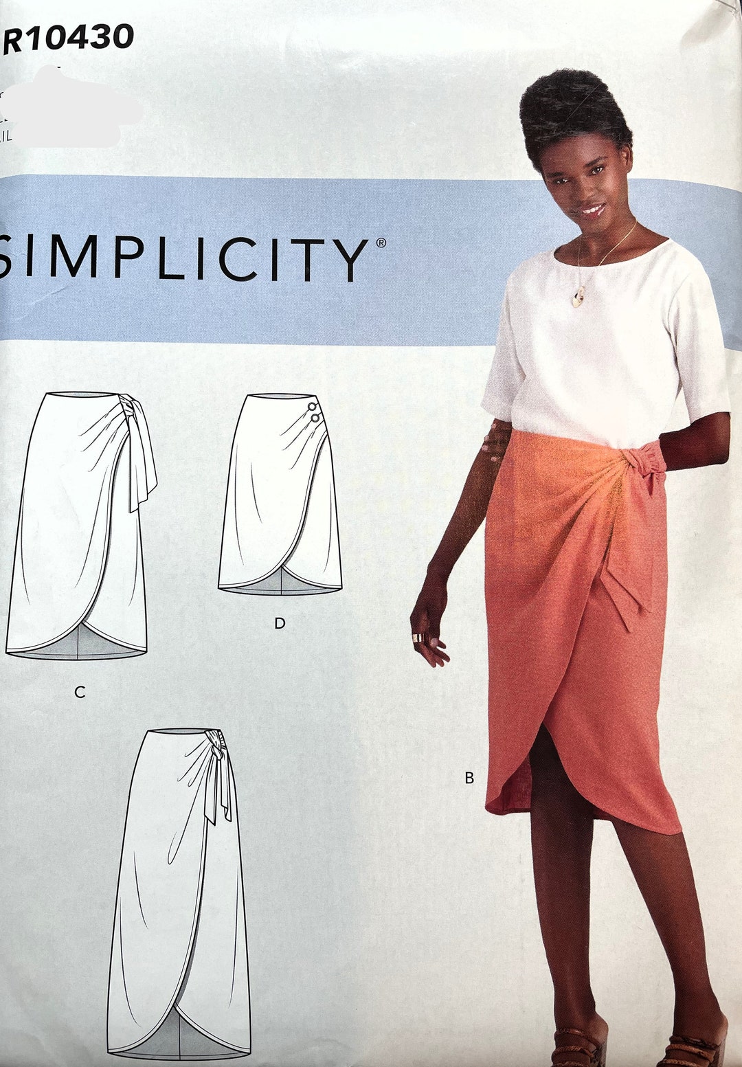 Simplicity R10430/9048 SKIRT Sarong Pleats Gathers Wrap Tie Sewing ...