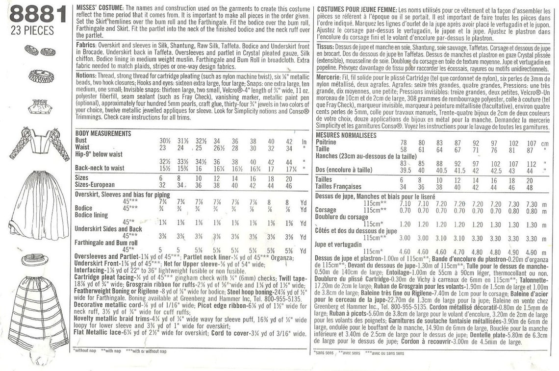 Simplicity 8881 Historical Elizabethan Dress Costume Gown - Etsy