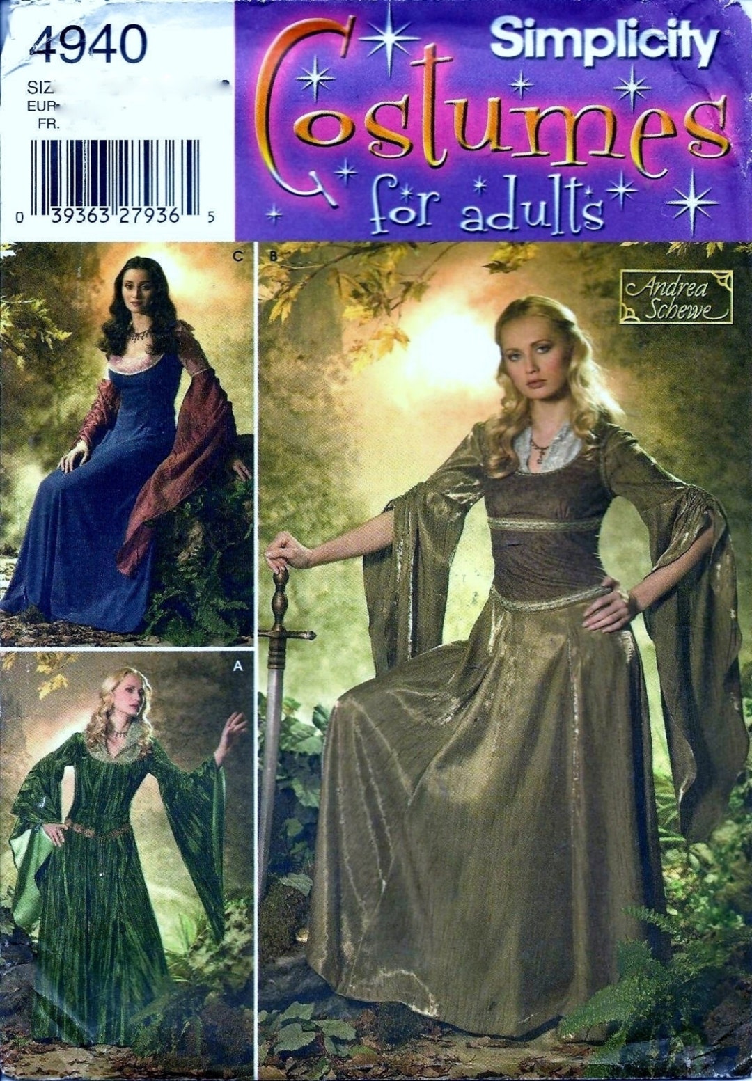 Simplicity 4940 Renaissance Medieval Mystical Dress Costume Sewing ...