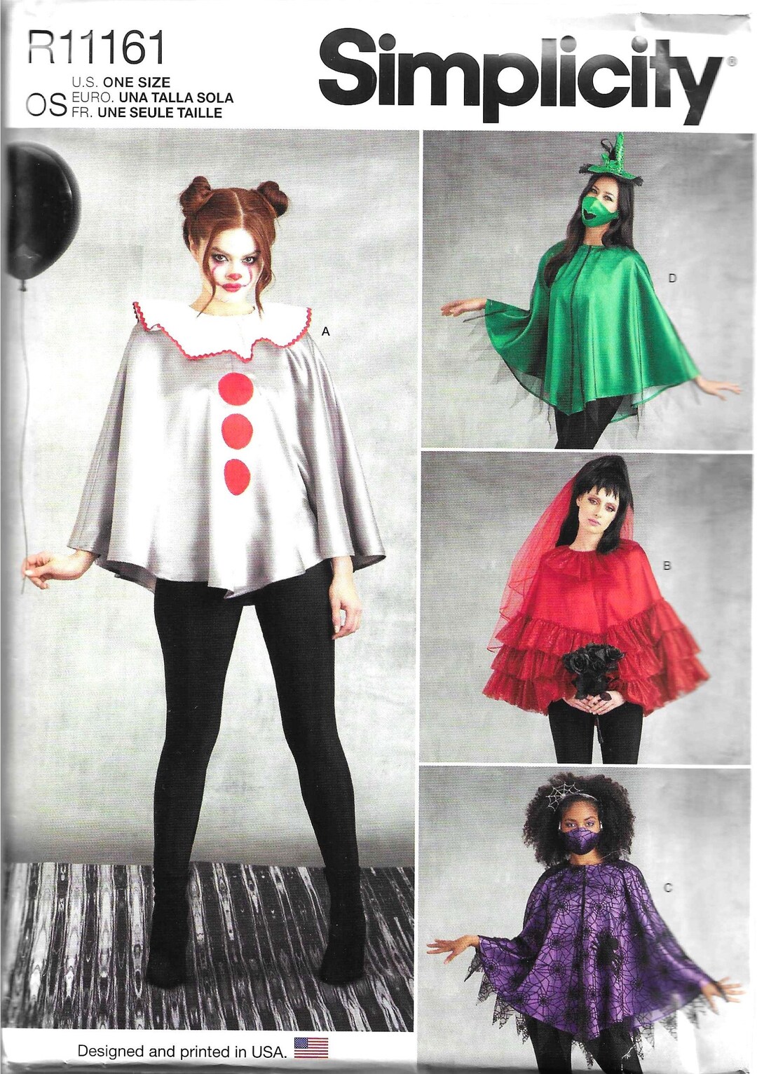 Simplicity R11161 Misses Poncho Costumes and Face Masks Sewing Pattern ...