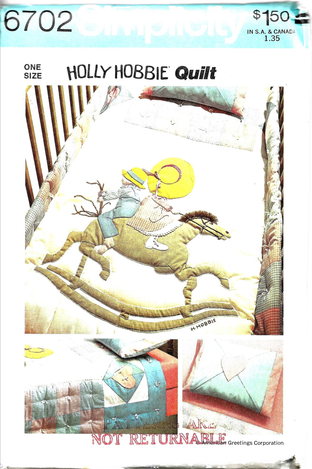 Vintage Simplicity 6702 Holly Hobbie Bed QUILT Sewing Pattern and ...