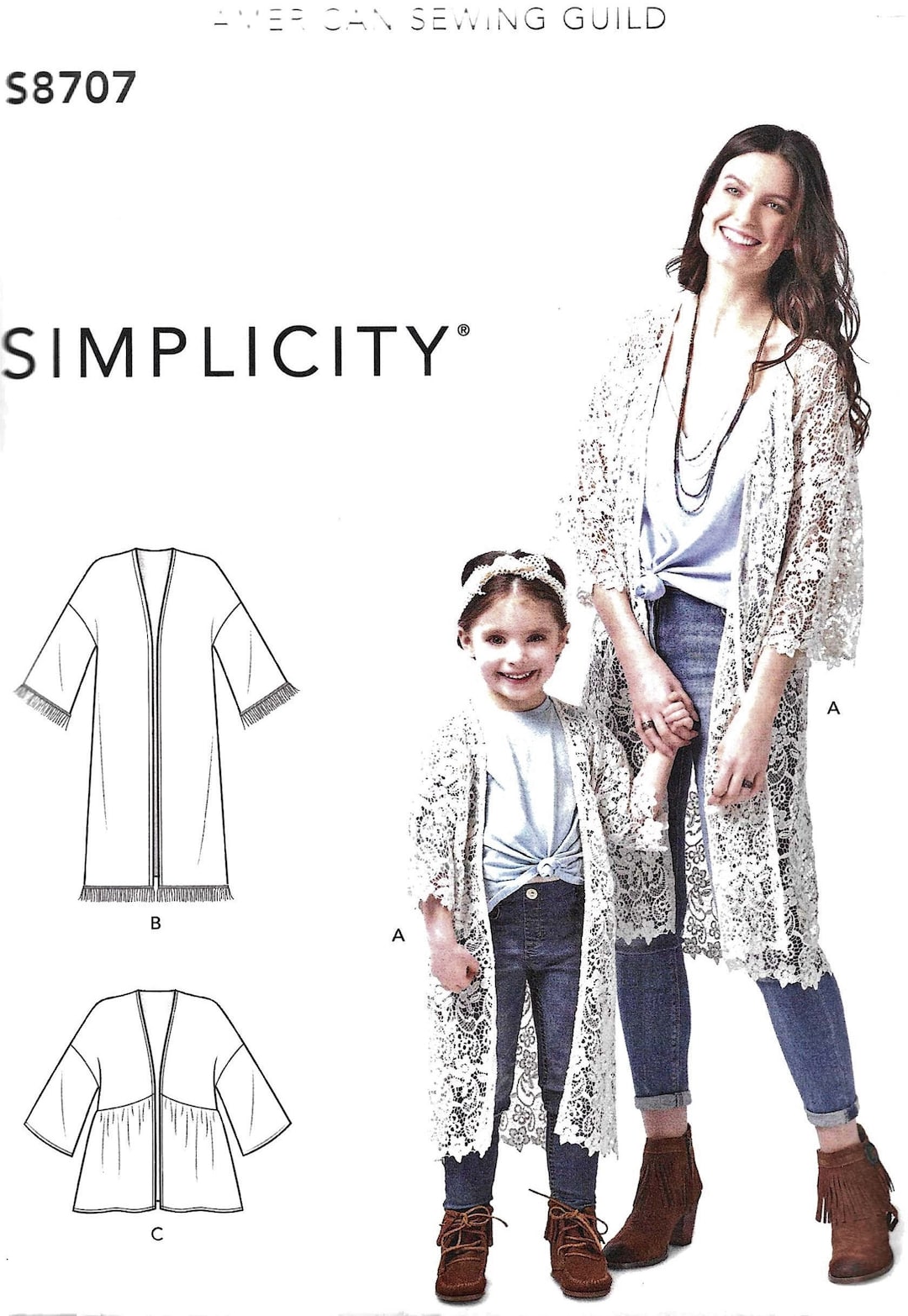 Simplicity S8707 Child's and Misses Kimonos Cardigan Sewing Pattern ...