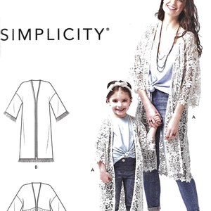 Simplicity S8707 Child's and Misses Kimonos Cardigan Sewing Pattern ...