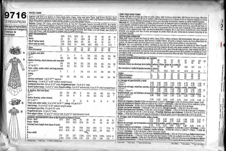 Simplicity 9716 Victorian Wedding Costume Titanic Dress Gown - Etsy