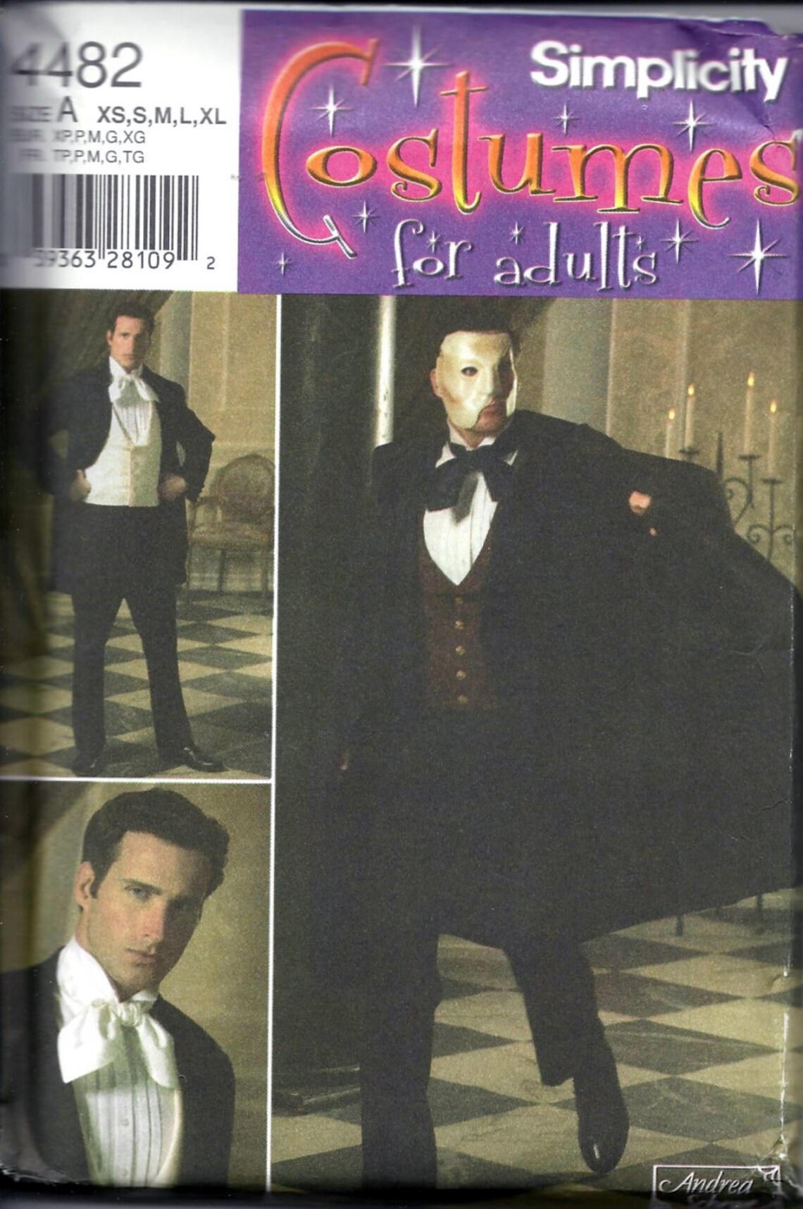 Simplicity 4482 UNCUT Phantom of the Opera Tuxedo Suit Costume | Etsy
