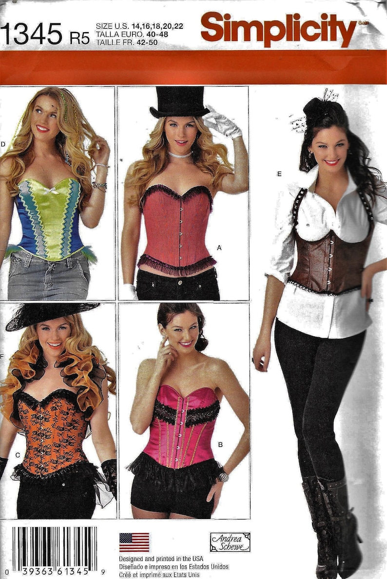 Simplicity 1345 Corsets & Ruffled Shawl Shrug Andrea Schewe | Etsy