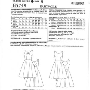 Butterick B5748 Retro 1950s DRESS Sewing Pattern 5748 UNCUT Plus Size ...