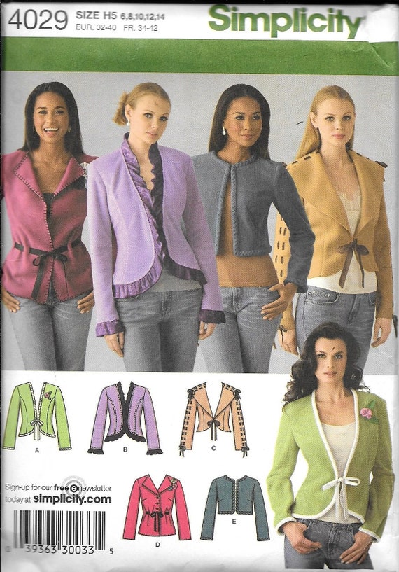 Simplicity 4029 Jacket Sewing Pattern 5 Variations UNCUT Size | Etsy