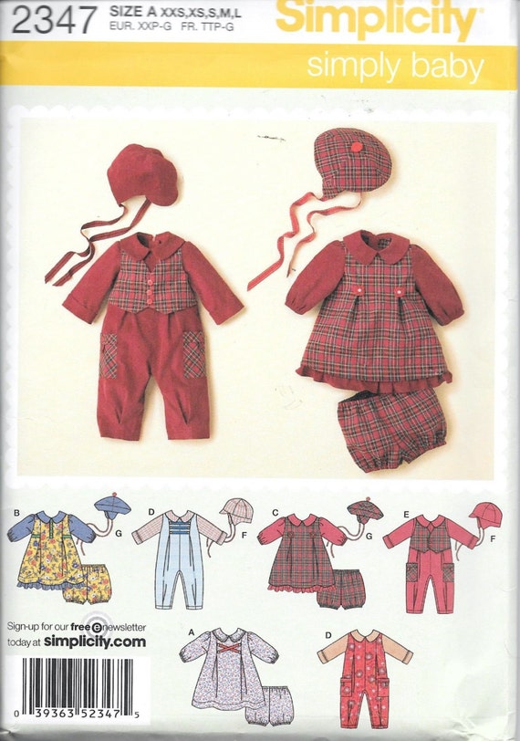 Simply Baby Simplicity Sewing Pattern 2347 Boy & Girl | Etsy