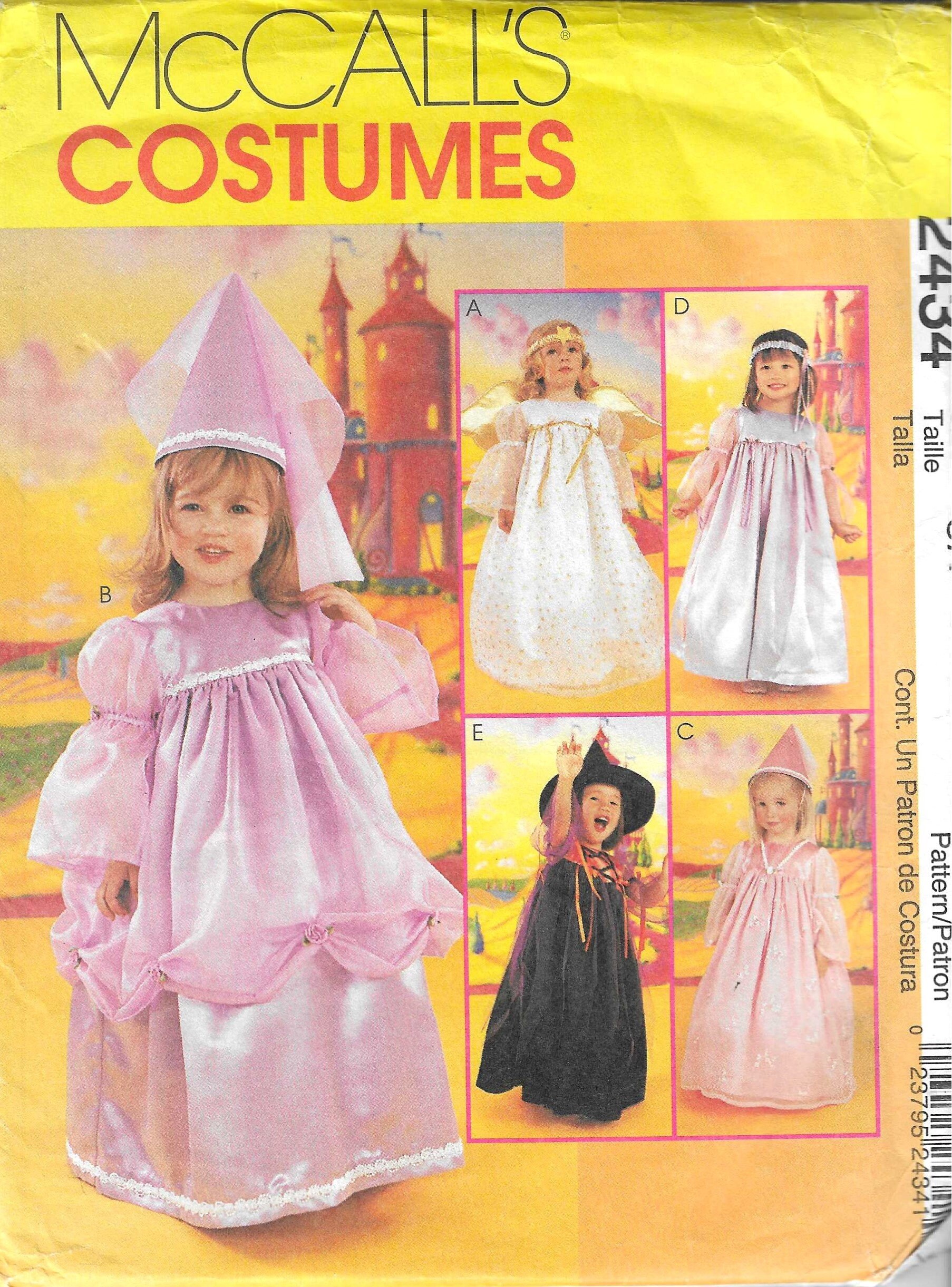 Mccall's 2434/P441 Girls Princess, Witch, Angel Costume Sewing Pattern ...