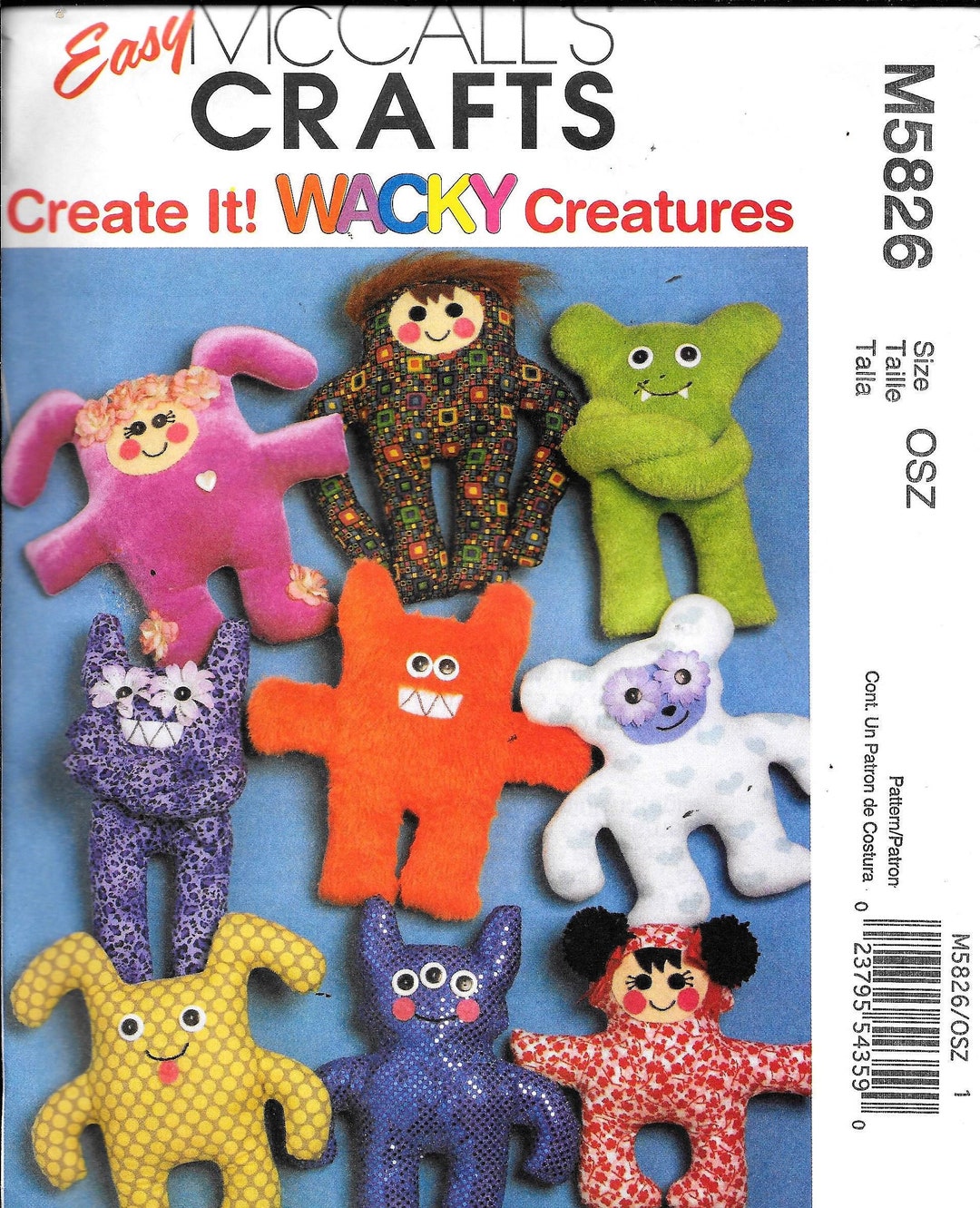 Mccall's Crafts M5826 Create It Wacky Creatures Dolls Sewing Pattern ...