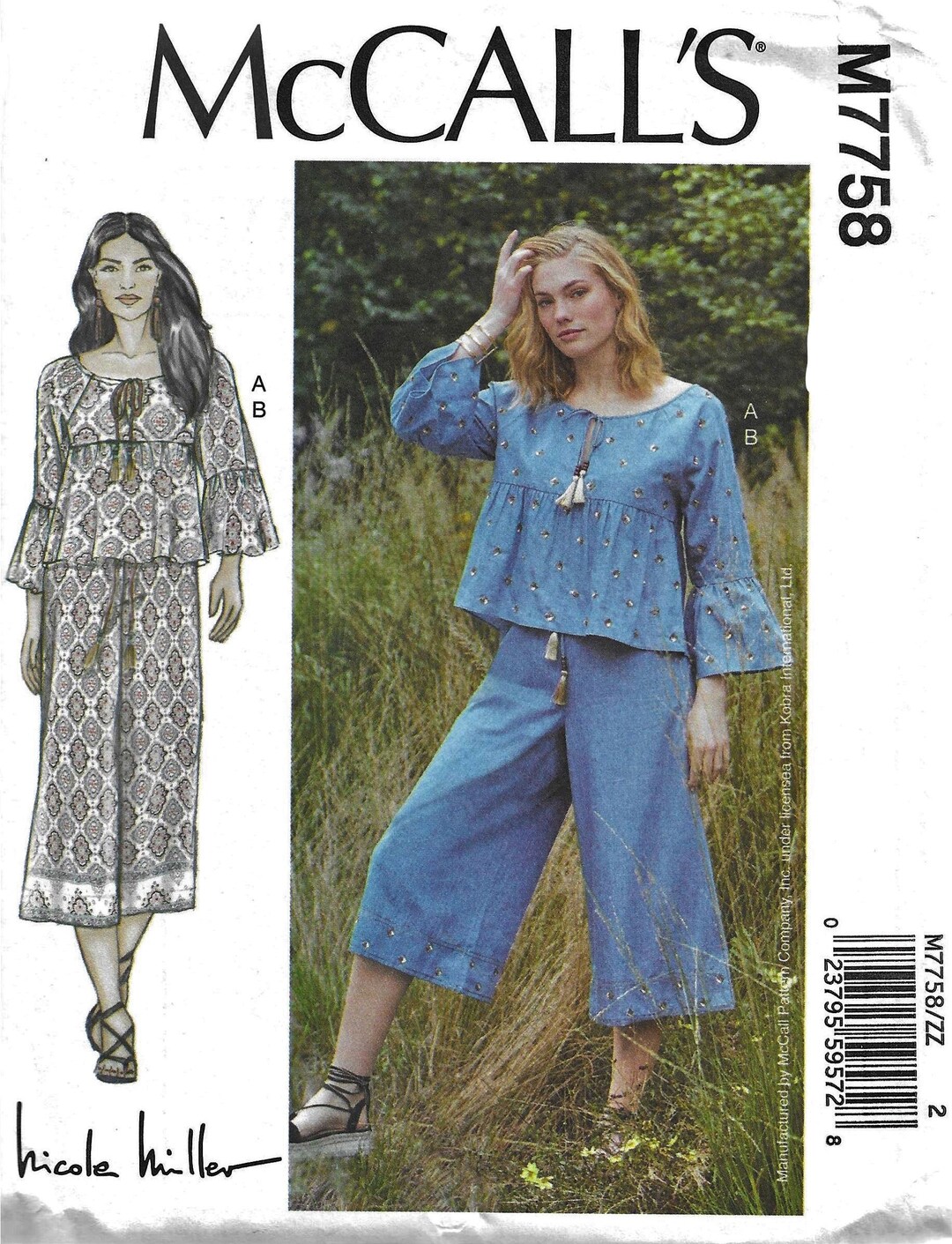 Mccall's M7758 Top and Pants Sewing Pattern 7758 UNCUT Plus Size L, XL ...