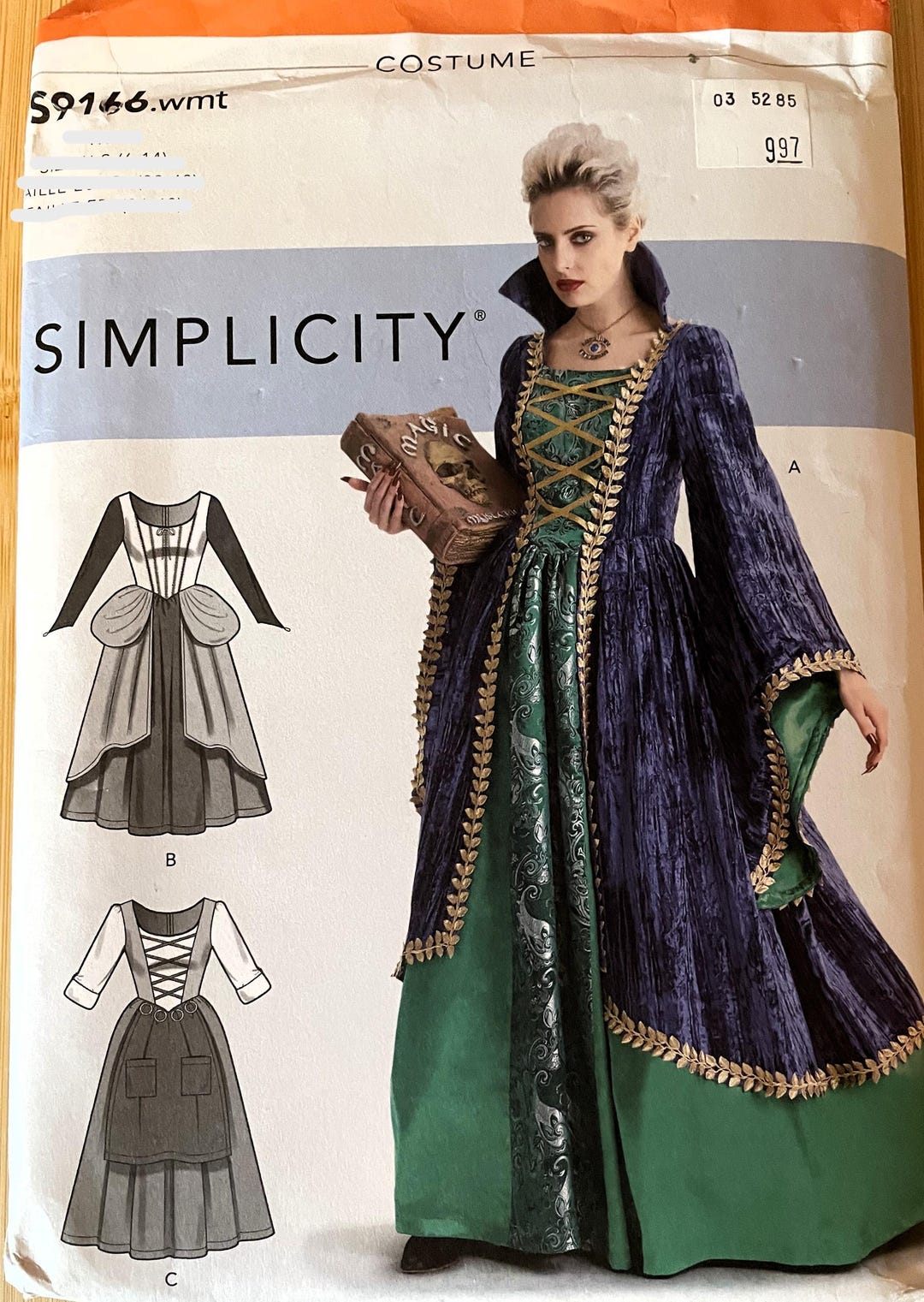 Simplicity S9166 Medieval Witch Renaissance Dress Costume Sewing ...
