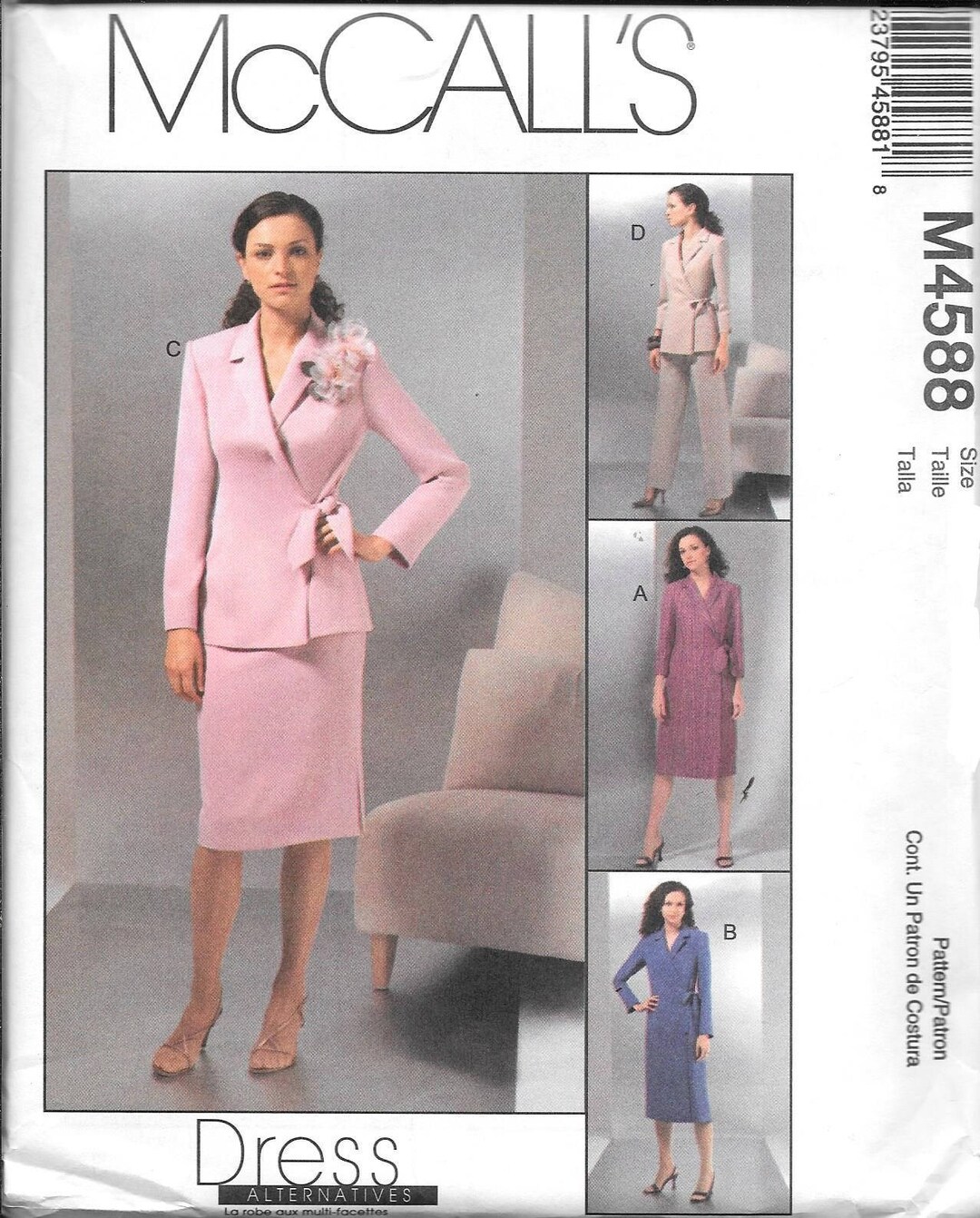 Mccall's M4588 Misses 2-pc Dress Tops Pants Skirt Suit Sewing Pattern ...