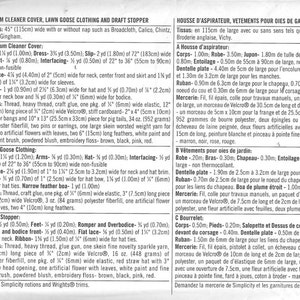 Simplicity 5464 Vacuum Cleaner Cover Lawn Goose Clothing and Draft ...