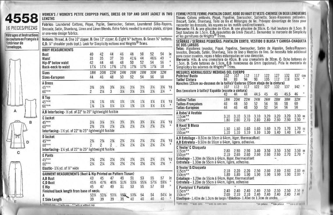 Simplicity 4558 Khaliah Ali Dress Cropped Pants Top Shirt & - Etsy