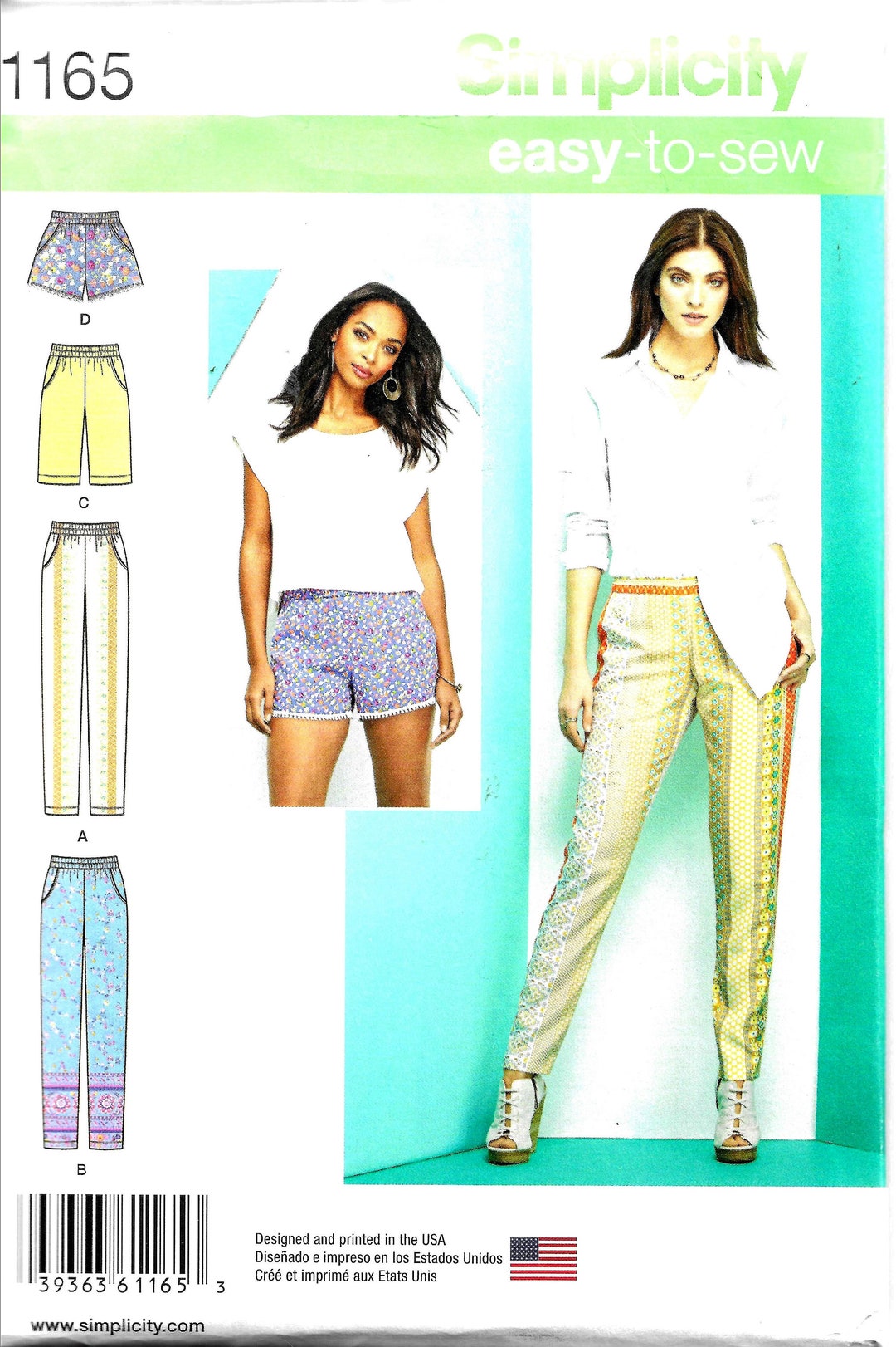 Simplicity 1165 Easy Plus Size Misses Pull on Pants or Shorts Sewing ...