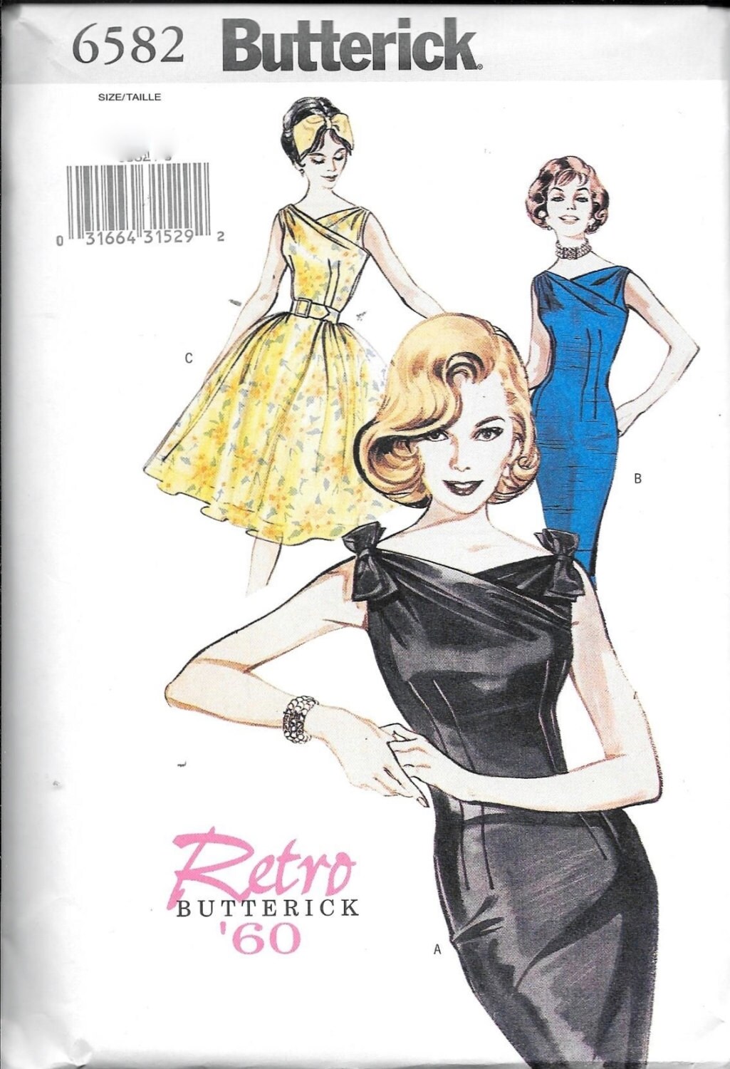 Butterick 6582 Retro '60 Dress Slim or Full Skirt Wiggle - Etsy