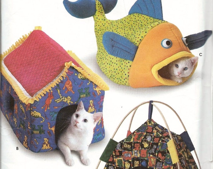 Simplicity 9004 Cat Bed Sewing Pattern Fish Tent House Homes for Cats ...