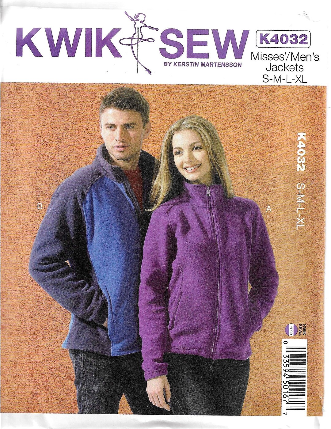 Kwik Sew K4032 Men's Misses Jacket Sewing Pattern UNCUT Size S, M, L ...