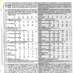 Mccall's 2434/P441 Girls Princess, Witch, Angel Costume Sewing Pattern ...