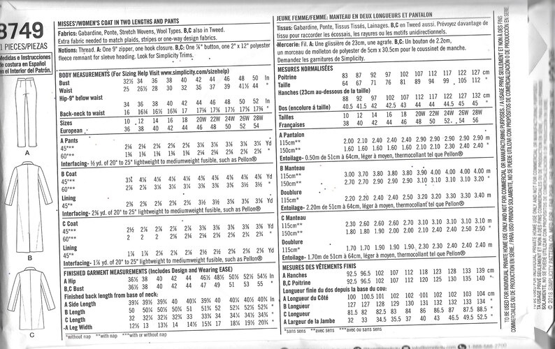 Simplicity 8749/ R10017 Mimi G Style Designer Coat and Pants - Etsy