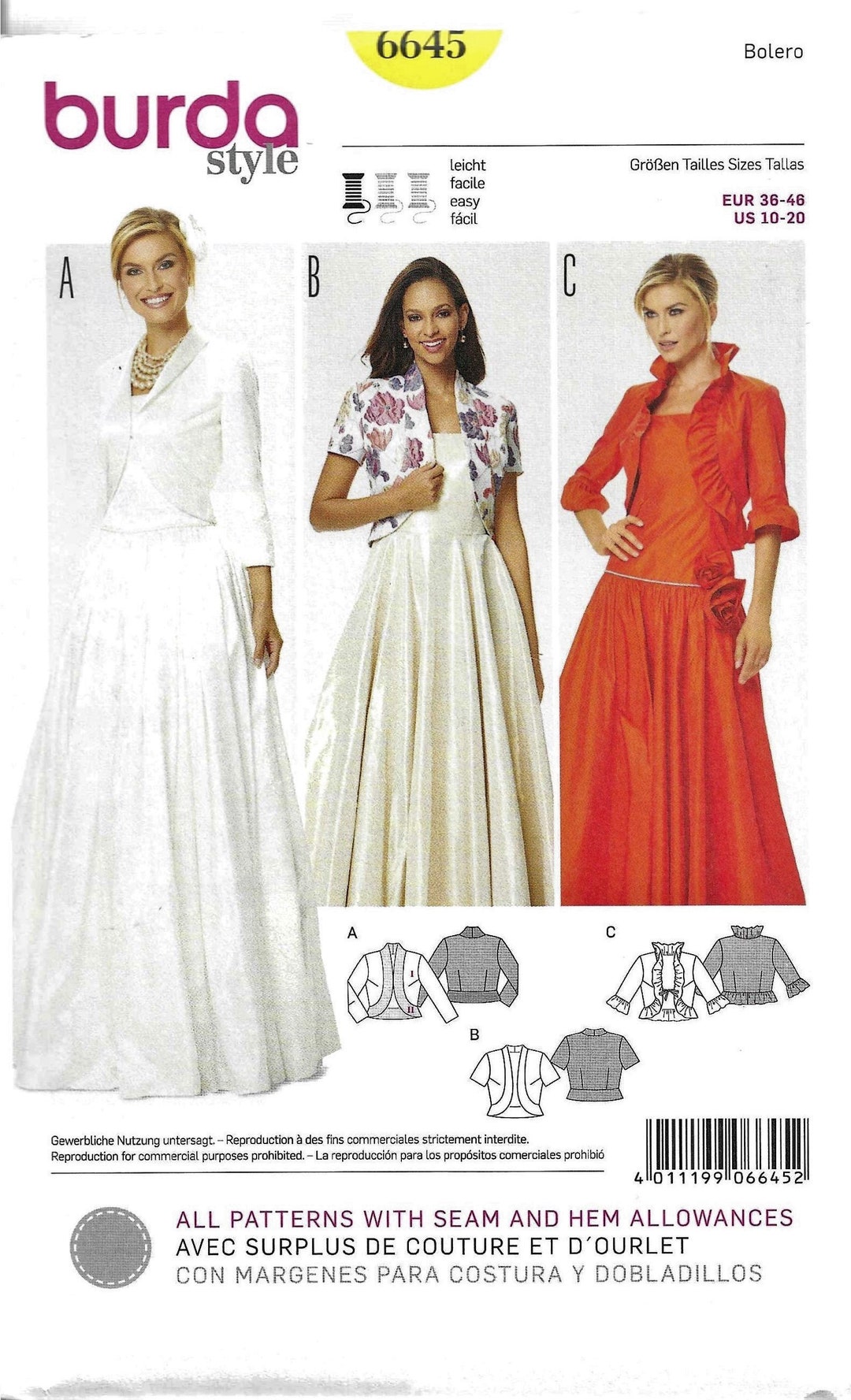 Burda 6645 Misses DRESS and JACKET Sewing Pattern UNCUT Size 10, 12, 14 ...