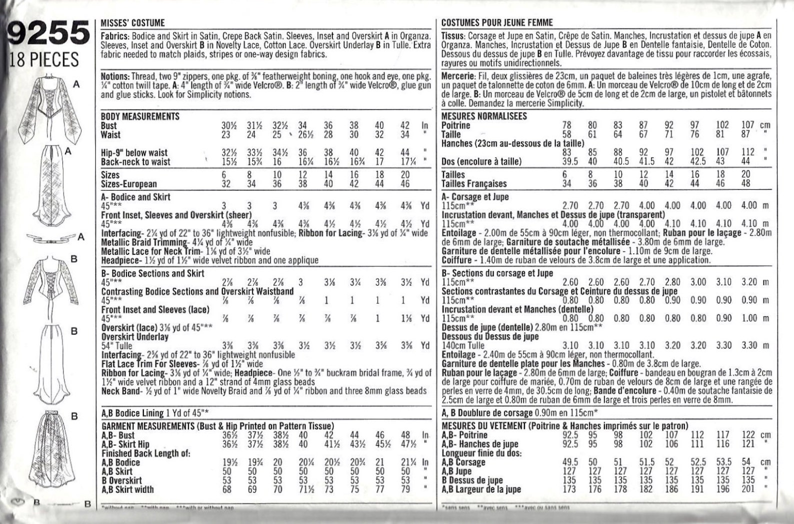 Simplicity 9255 Gothic Medieval Renaissance Dress Costume | Etsy